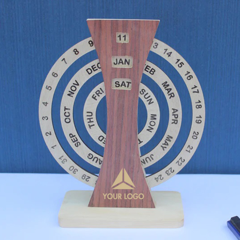 Custom Circular Perpetual Wooden Calendar 2026 | Personalised Desk ...