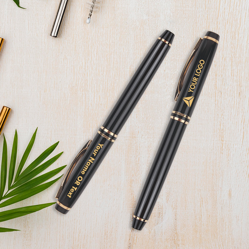 Custom Liberty Black & Gold Roller Pen | Personalised Pens with Logo/Name