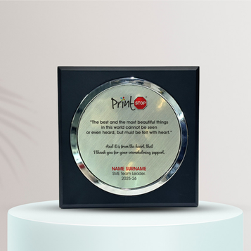 Custom Round Cut Classic Office Memento | Buy Personalised Momento Online